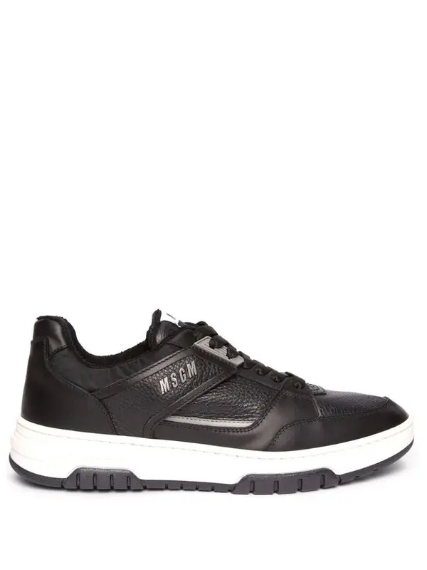 MSGM Panelled Leather Sneakers - Black