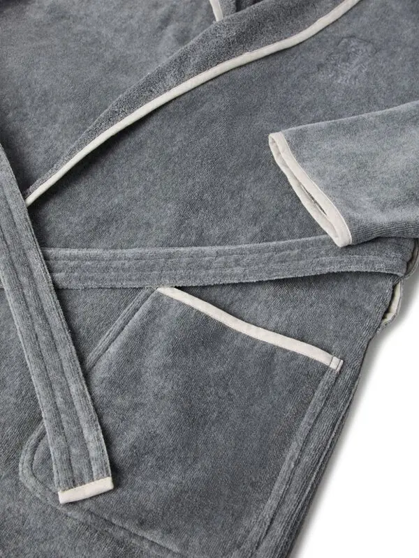 Brunello Cucinelli Logo-embroidered Bathrobe - Grey