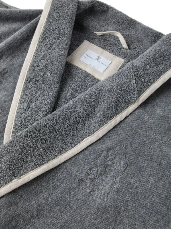Brunello Cucinelli Logo-embroidered Bathrobe - Grey
