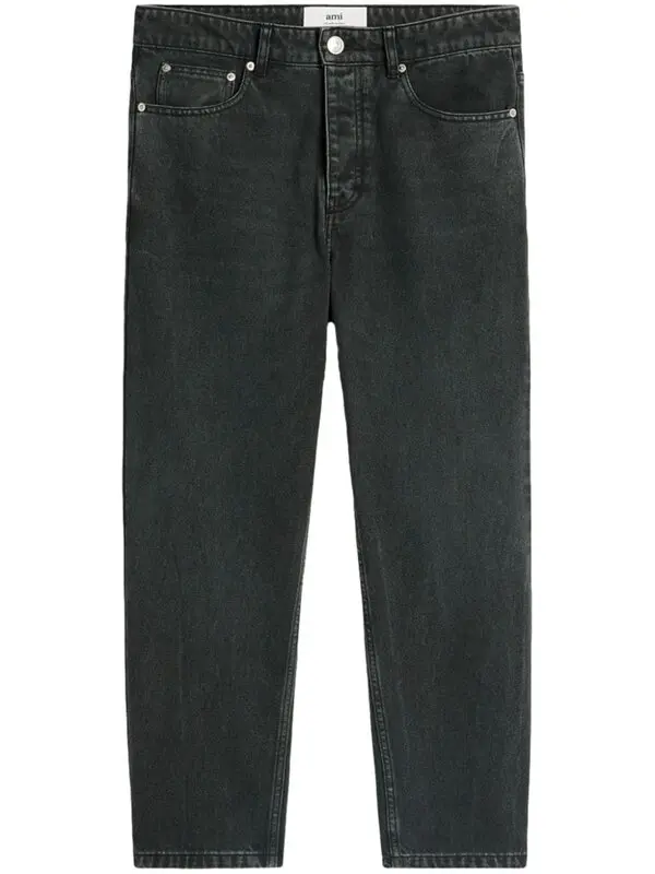 Ami Logo Patch Tapered Jeans - Black