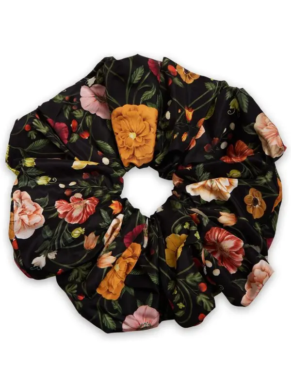 La DoubleJ Giga Floral Scrunchie - Black