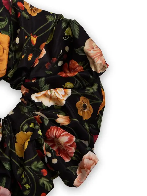 La DoubleJ Giga Floral Scrunchie - Black