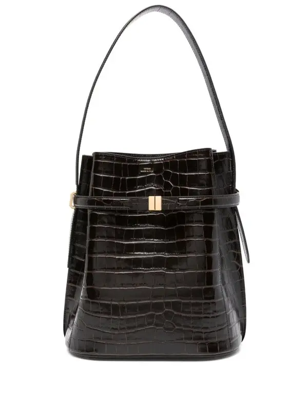 TOTEME Crocodile-embossed Bucket Bag - Brown