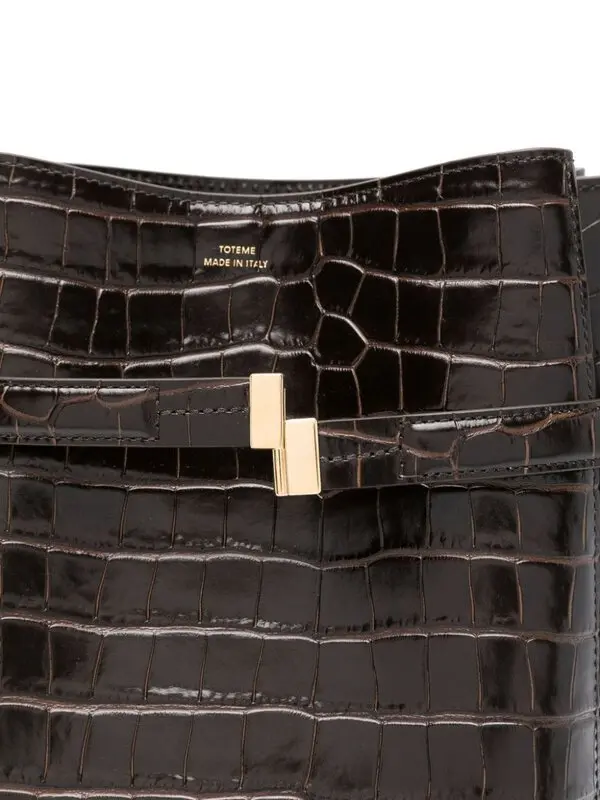 TOTEME Crocodile-embossed Bucket Bag - Brown
