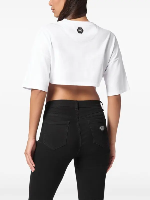 Philipp Plein Roses Cropped T-shirt - White