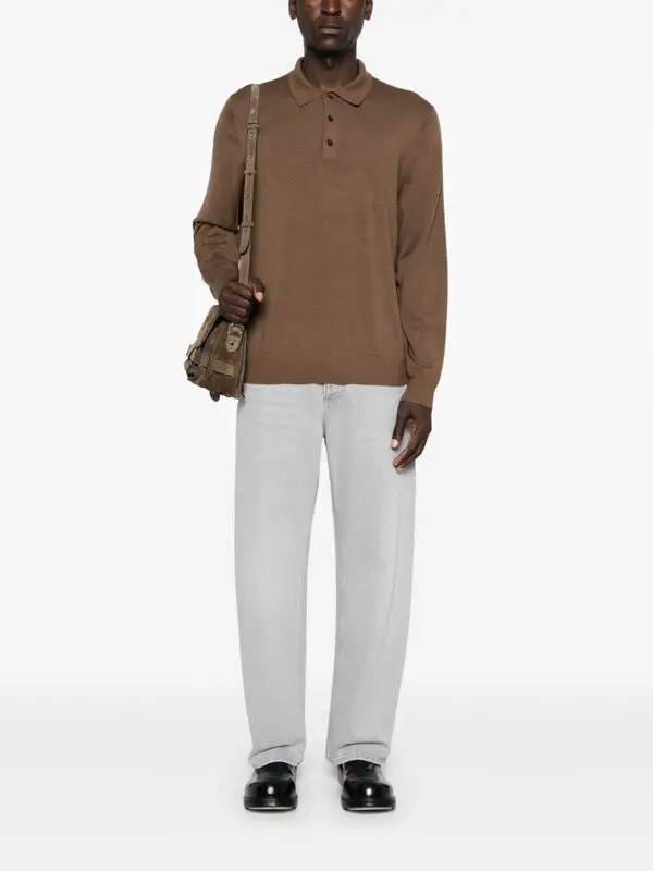 Vince Fine-knit Polo Shirt - Brown