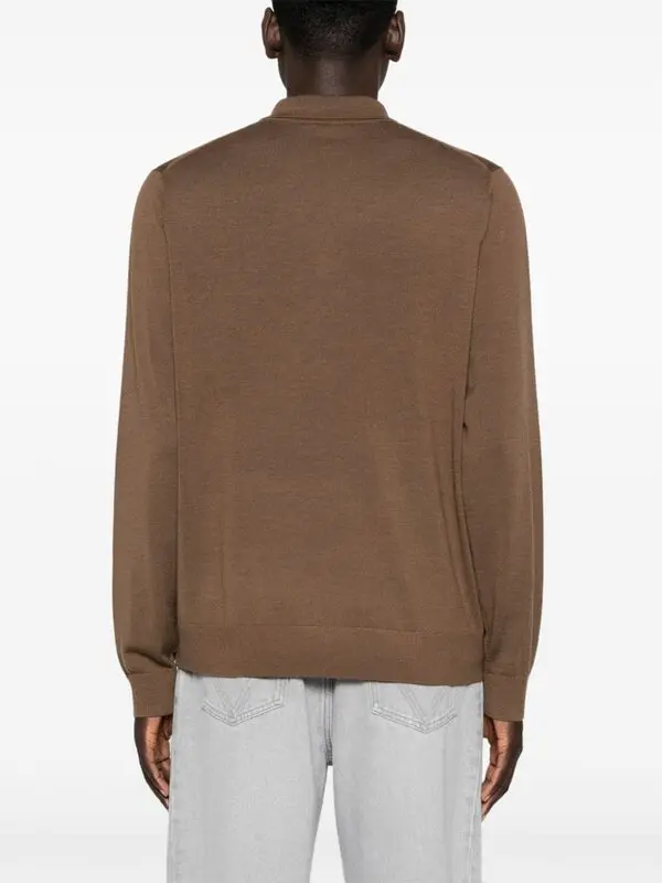 Vince Fine-knit Polo Shirt - Brown