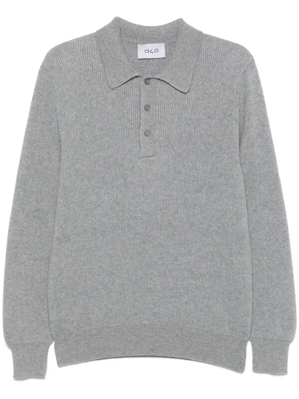 D4.0 Fine-ribbed Polo Shirt - Grey