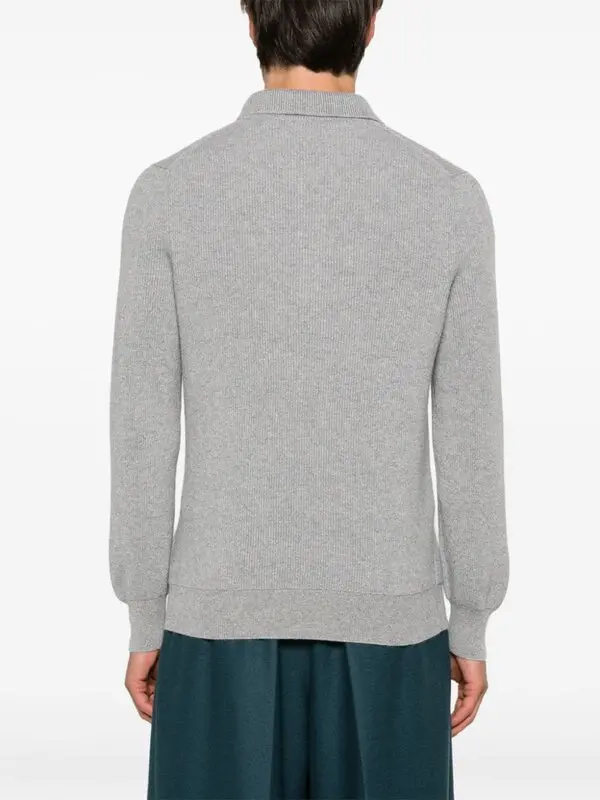 D4.0 Fine-ribbed Polo Shirt - Grey
