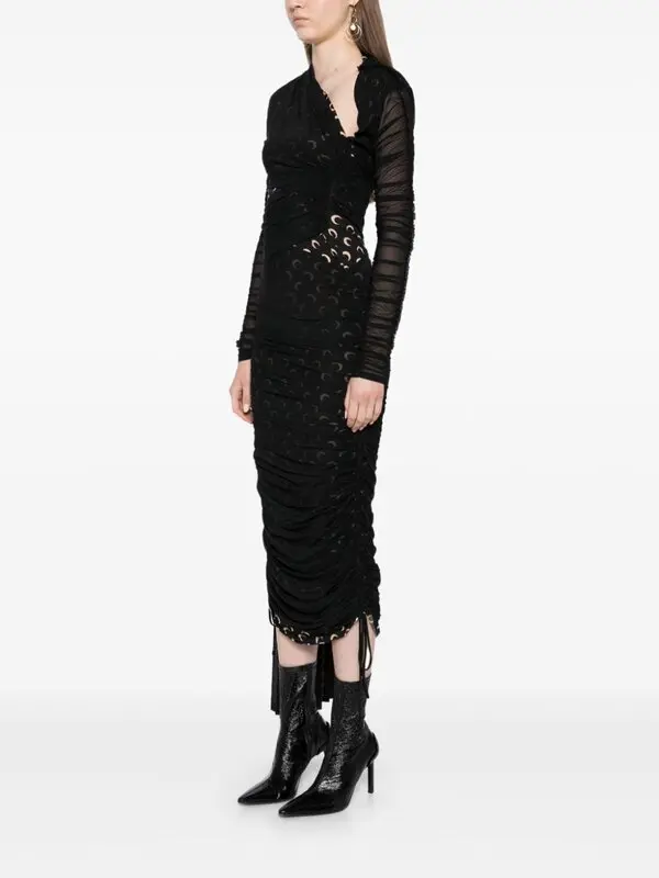 MARINE SERRE Crescent Moon Print Draped Dress