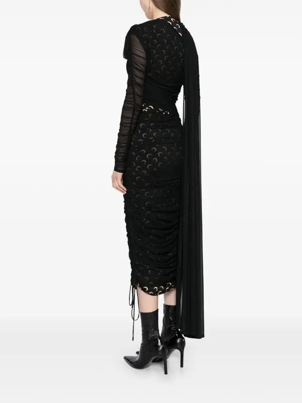 MARINE SERRE Crescent Moon Print Draped Dress