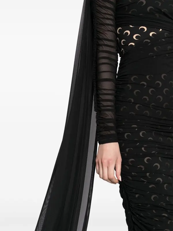 MARINE SERRE Crescent Moon Print Draped Dress