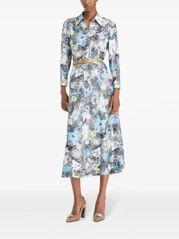Tory Burch Floral-print Silk Shirt - Grey