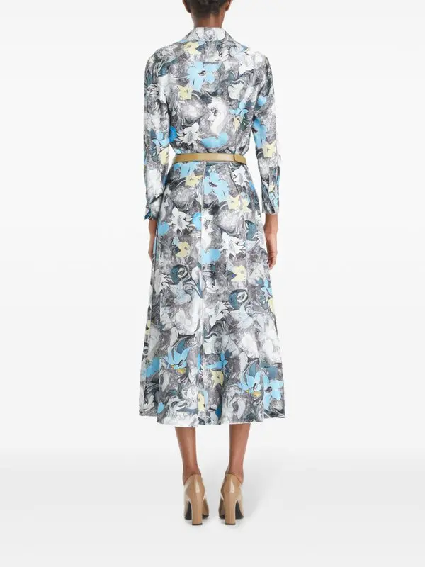 Tory Burch Floral-print Silk Shirt - Grey