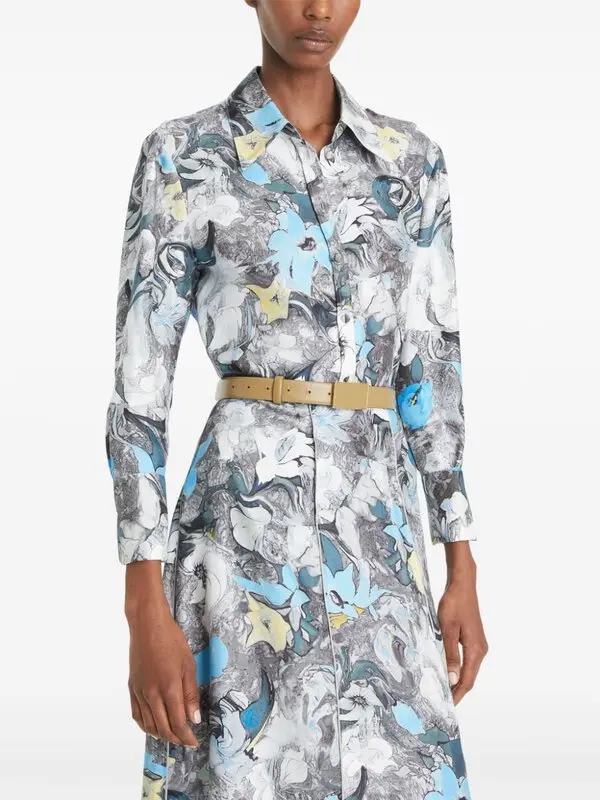 Tory Burch Floral-print Silk Shirt - Grey