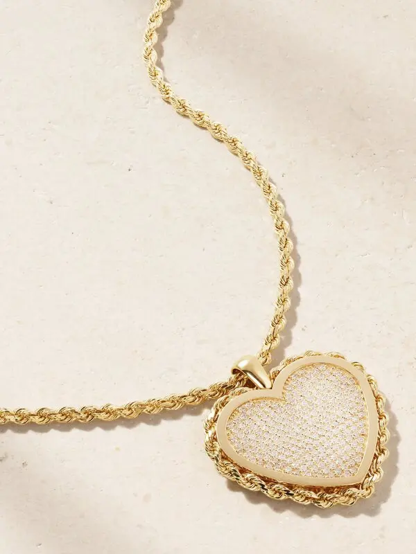 Established Pave Heart 18-karat Diamond Necklace - Gold
