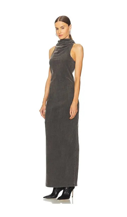 Alexander Wang Cowl Neck Racer Back Fitted Long Dress In Washed Charcoal -  48% Off | Editorialist