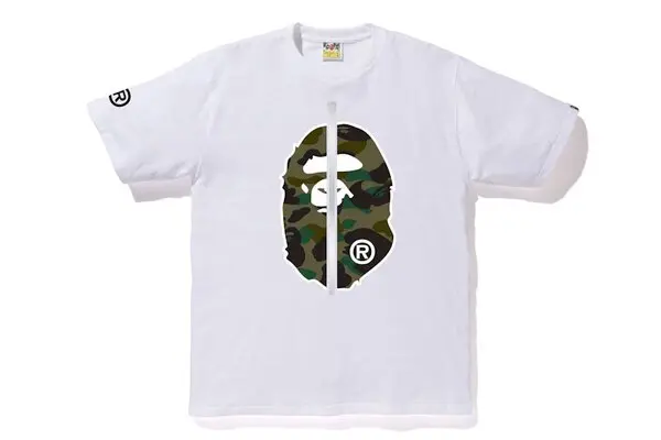 A BATHING APE 1st Camo 2nd Ape Tee Shirt - White/green