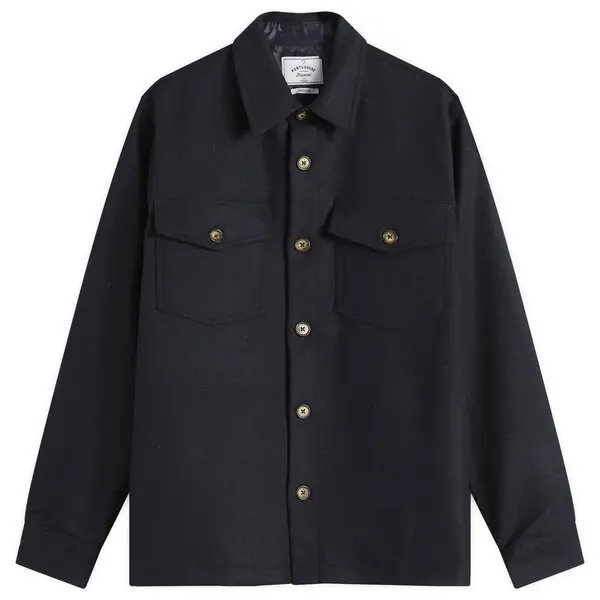 Portuguese Flannel Wool Field Overshirt - Navy
