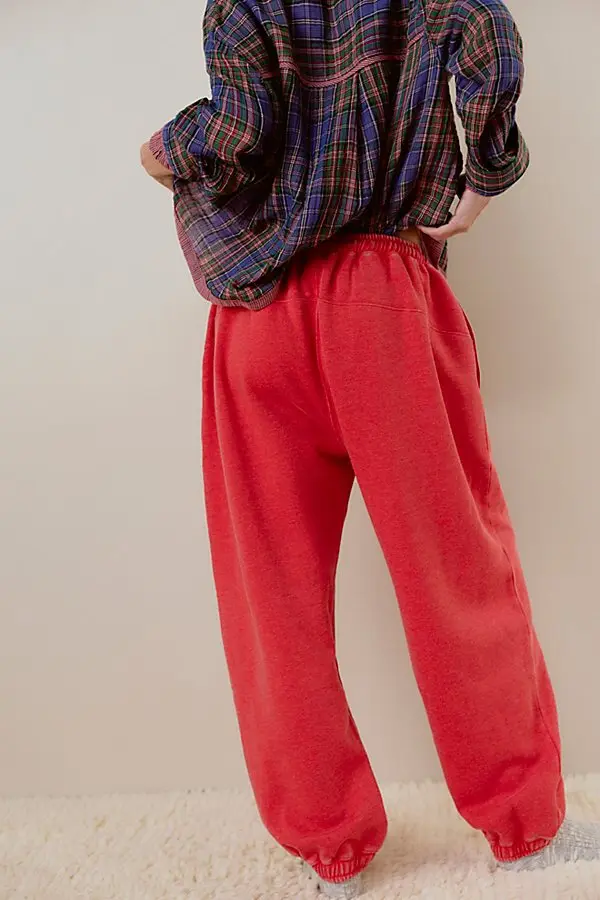 Free People Relaxed Fit Joggers - Silk Red