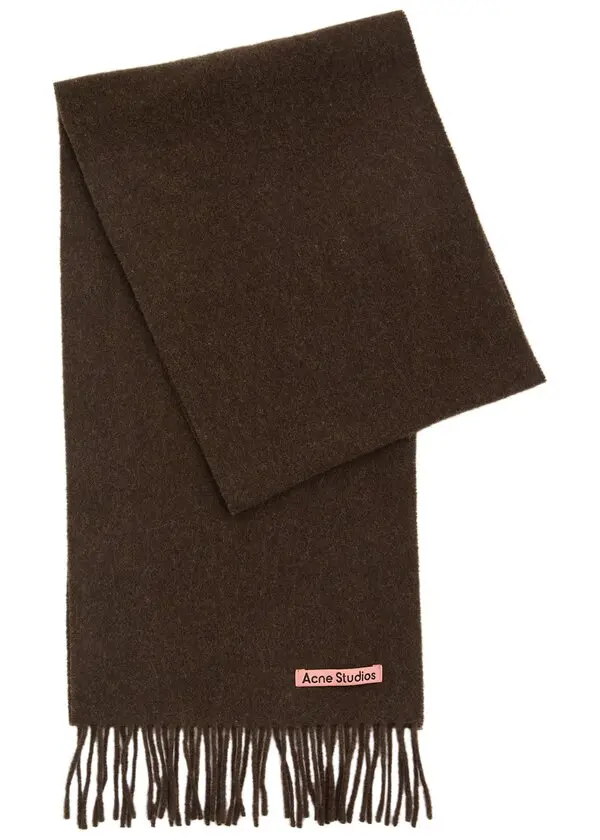 Acne Studios Canada Fringed Wool Scarf - Brown