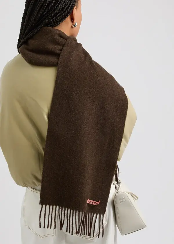 Acne Studios Canada Fringed Wool Scarf - Brown