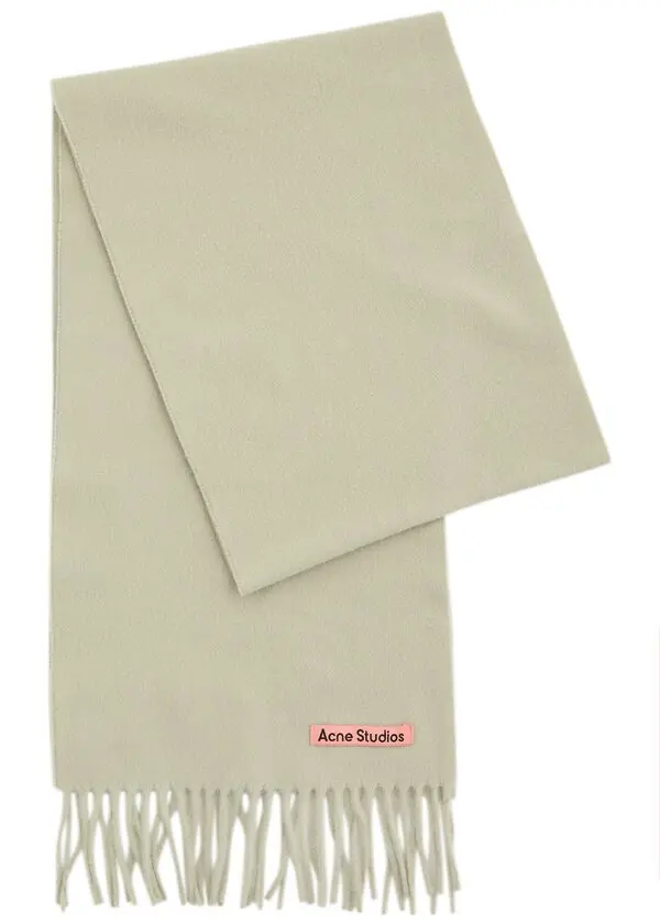 Acne Studios Canada Fringed Wool Scarf - Sage
