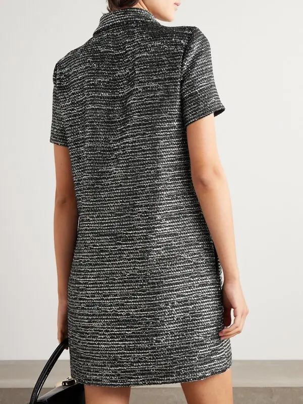 Gucci Sequined Wool-Blend Metallic Tweed Mini Dress - Black | Editorialist
