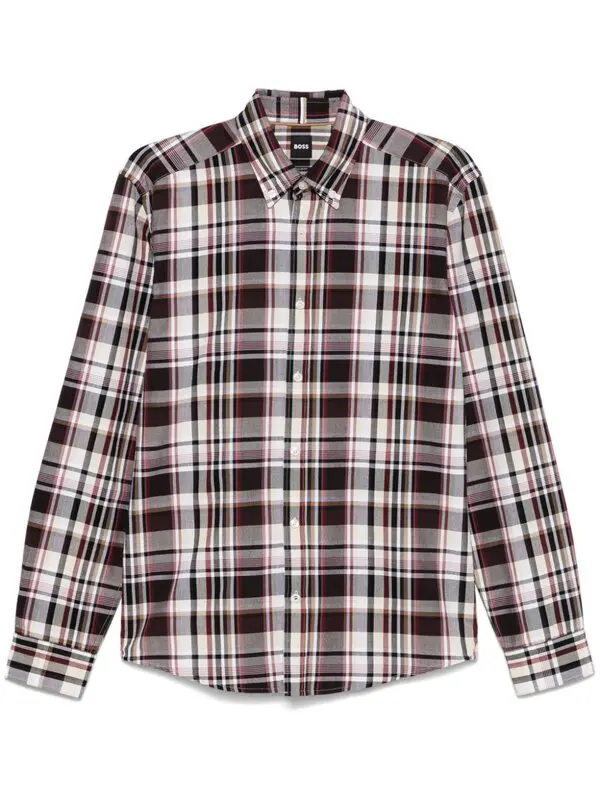 BOSS Plaid-check Shirt - Red