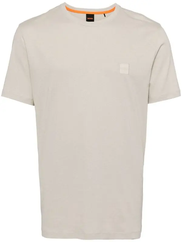 BOSS Logo Patch Cotton T-shirt - Neutrals