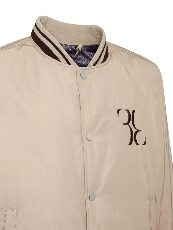 BILLIONAIRE Embroidered Stripe-trim Bomber Jacket - Neutrals