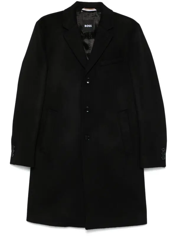 BOSS Virgin Wool-cashmere Felted Coat - Black