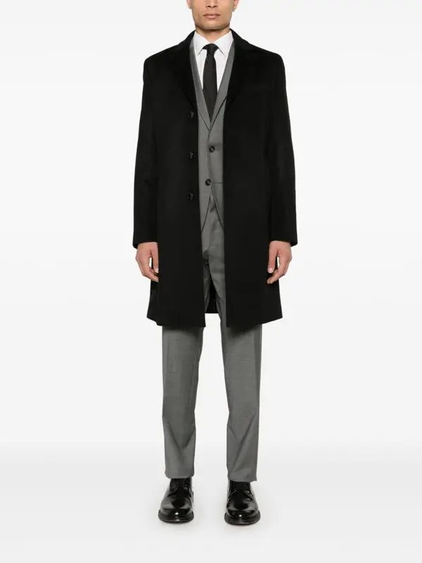 BOSS Virgin Wool-cashmere Felted Coat - Black