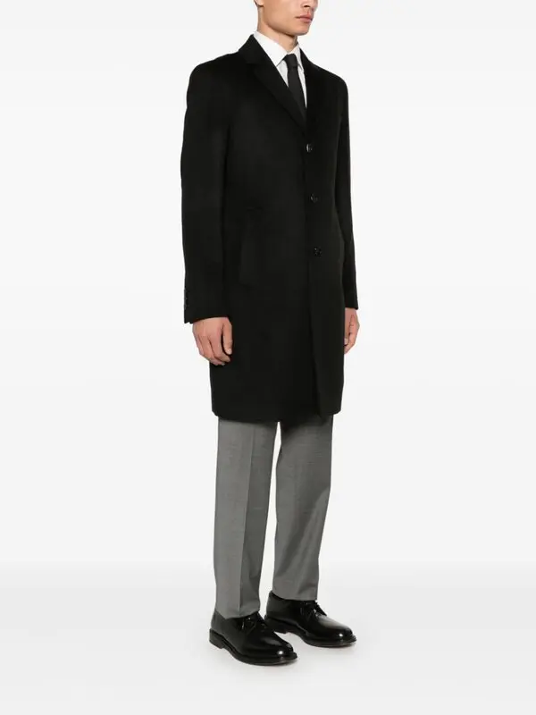 BOSS Virgin Wool-cashmere Felted Coat - Black