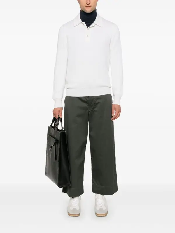 D4.0 Fine-ribbed Polo Shirt - White