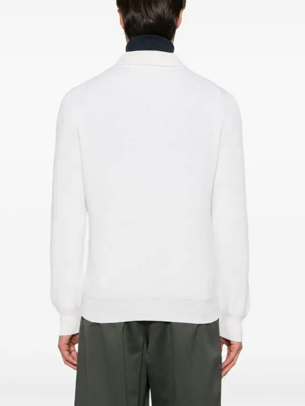 D4.0 Fine-ribbed Polo Shirt - White