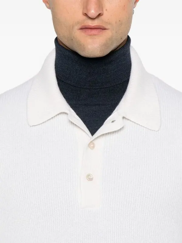 D4.0 Fine-ribbed Polo Shirt - White