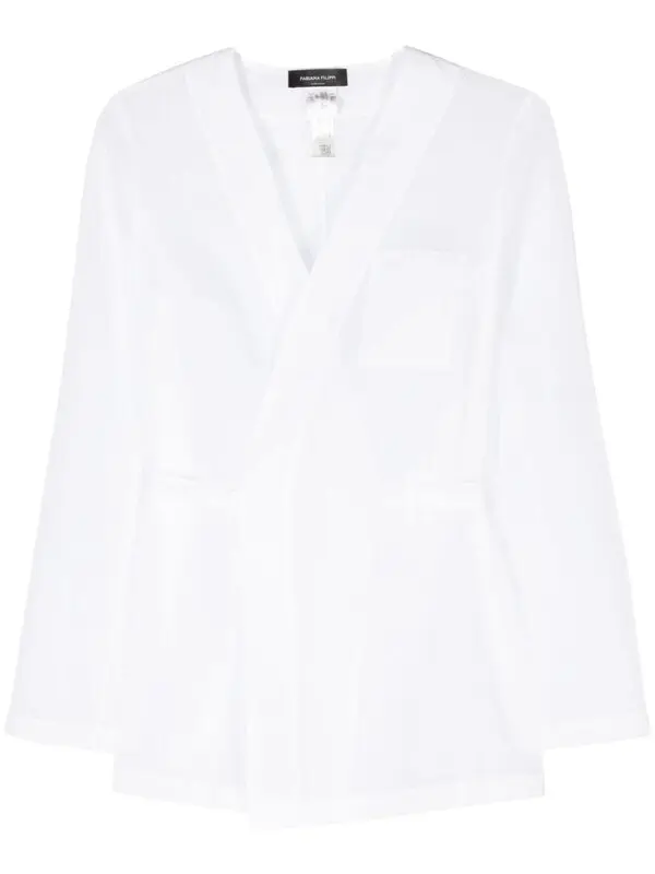 Fabiana Filippi V-neck Muslin Wrap Jacket - White
