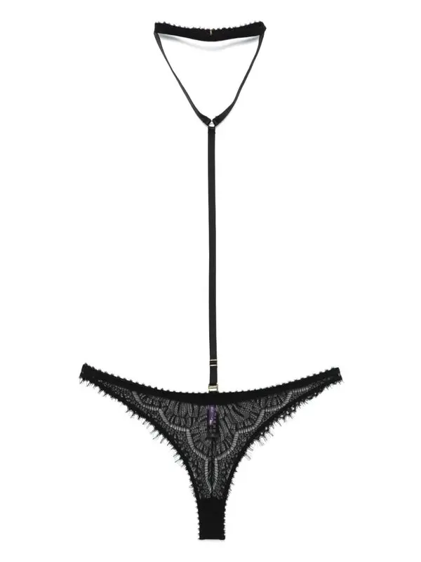 MAISON CLOSE Accroche Cœur Thong And Harness - Black