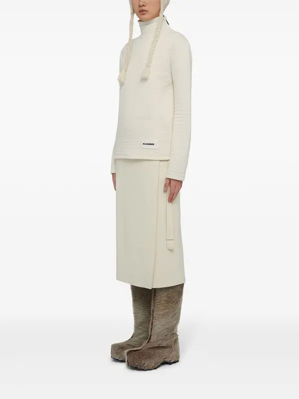 JIL SANDER Wrap-design Midi Skirt - White