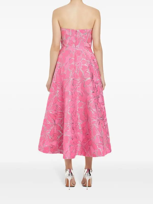 Monique Lhuillier Amelia Floral Jacquard Midi Dress