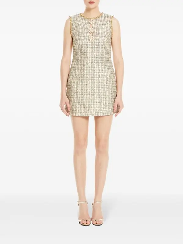 Self-Portrait Embellished Boucl Mini Dress In Gold - 50% Off | Editorialist