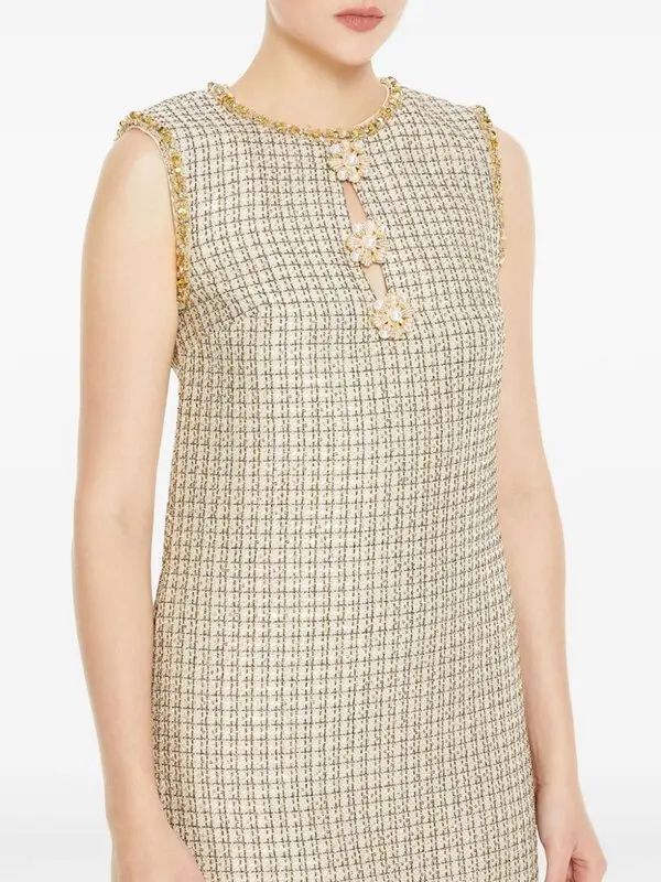 self portrait gold boucle dress self-portrait - Cream Boucle Bow Detail Mini Dress main image 1