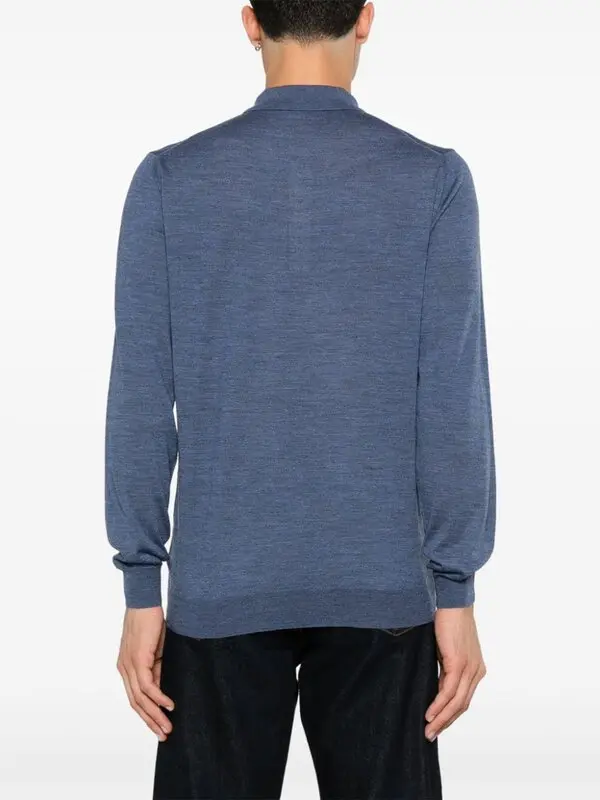 Fedeli Fine-knit Polo Shirt - Blue