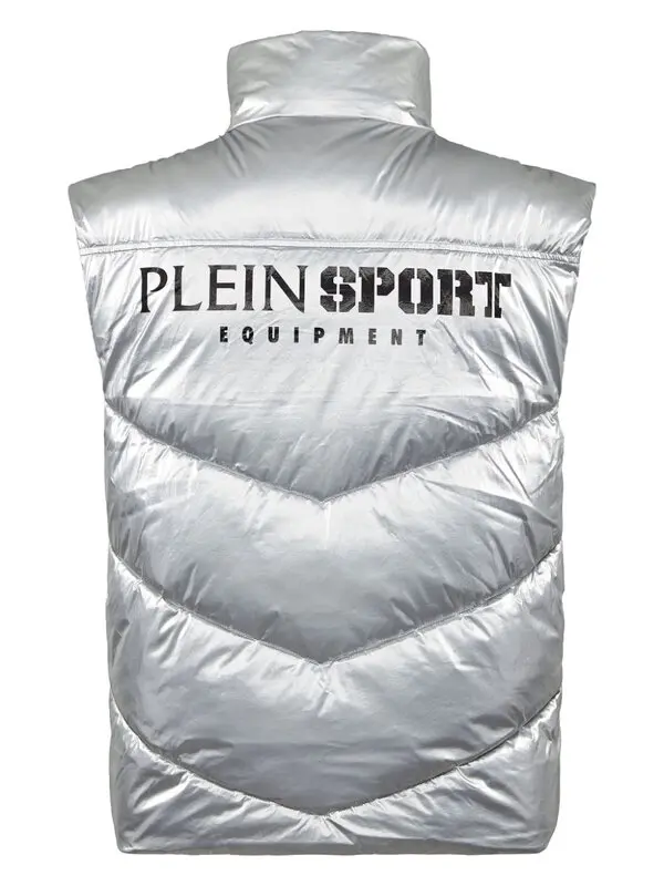 PLEIN SPORT Printed Padded Vest - Silver