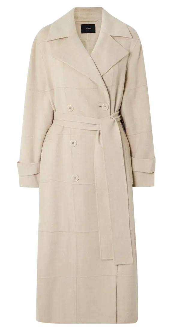 JOSEPH Merton Belted Paneled Double-breasted Wool And Silk-blend Coat - Neutrals