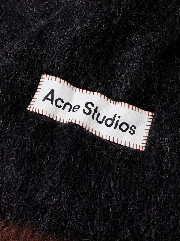 Acne Studios Valley Appliquéd Fringed Knitted Scarf