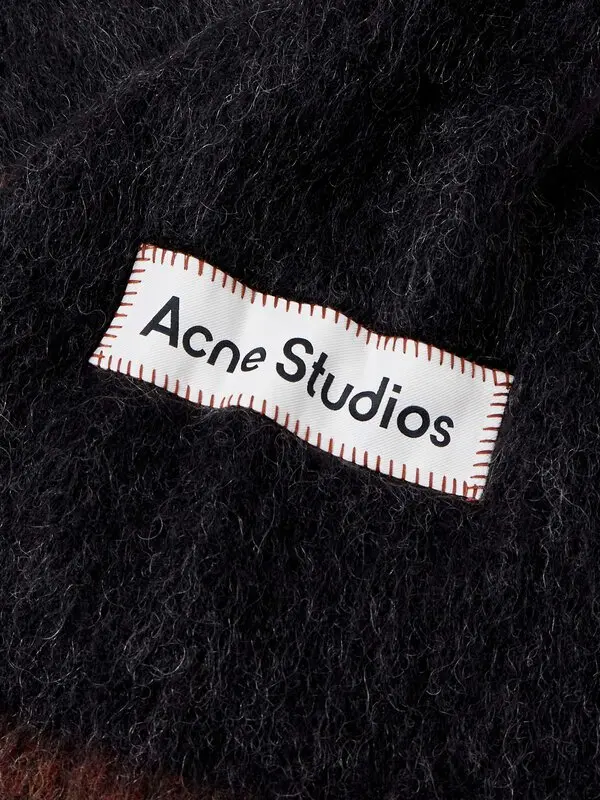 Acne Studios Valley Appliquéd Fringed Knitted Scarf