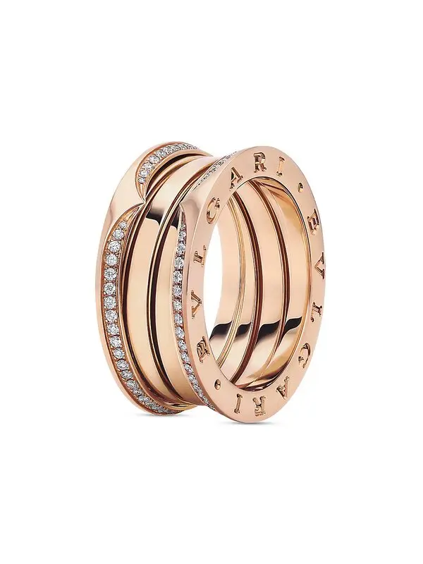BVLGARI B. Zero1 18k Rose Gold & 0.43 Tcw Diamond 3-band Ring - Pink Gold