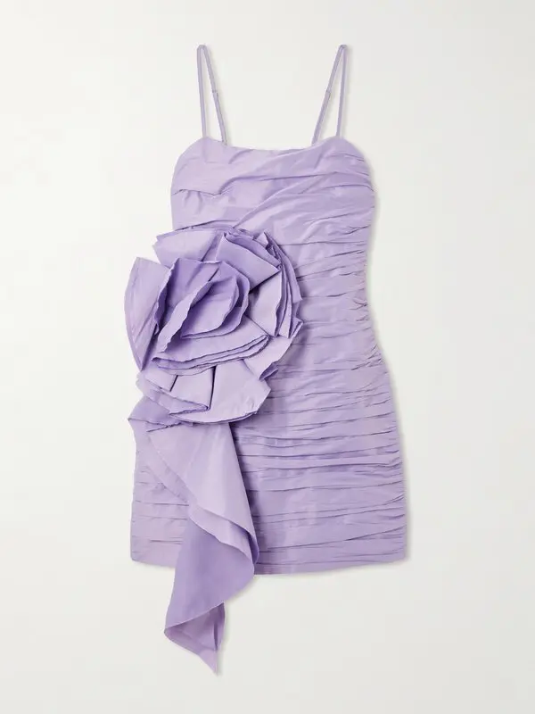 Aje Potion Spiral Appliquéd Ruched Crepe Mini Dress - Purple